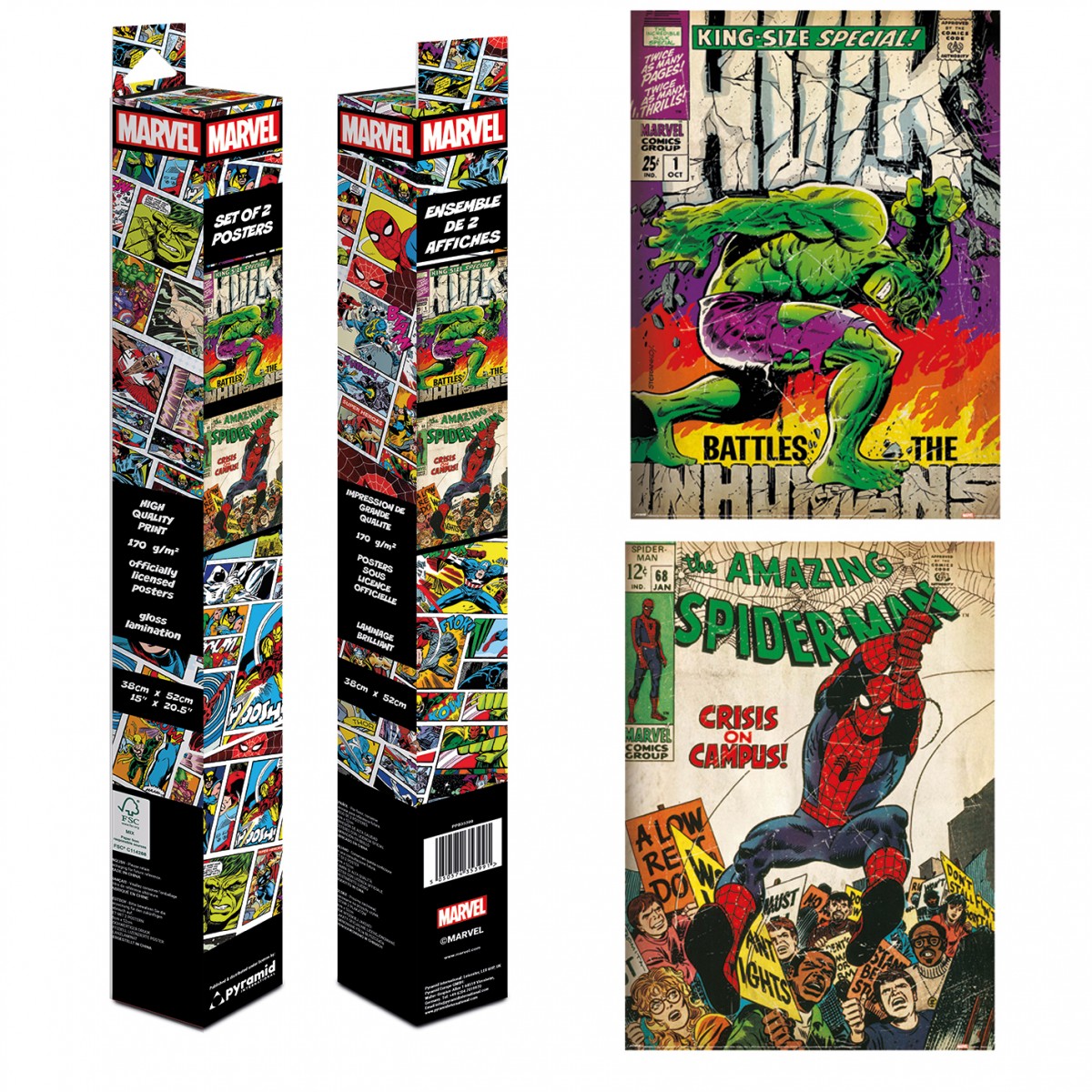 Boxed Posters - MARVEL COMIC COVERS Spiderman&Hulk | PAN Vision